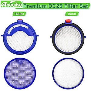 Anewise Filter Kits repalcement for Dyson dc25 vacuum Ball filters, Includes 1Pcs 919171-02 Washable Pre Motor Filter and 1Pcs 916188-05 Hepa filter, Fits DC-25 Models