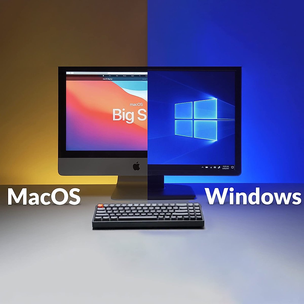 Keychron K14 70% Layout 72 Keys Bluetooth Wireless/USB Wired Mechanical Keyboard for Mac with Gateron G Pro Blue Switch/Multitasking/RGB Backlight/Aluminum Frame Computer Keyboard for Windows Laptop