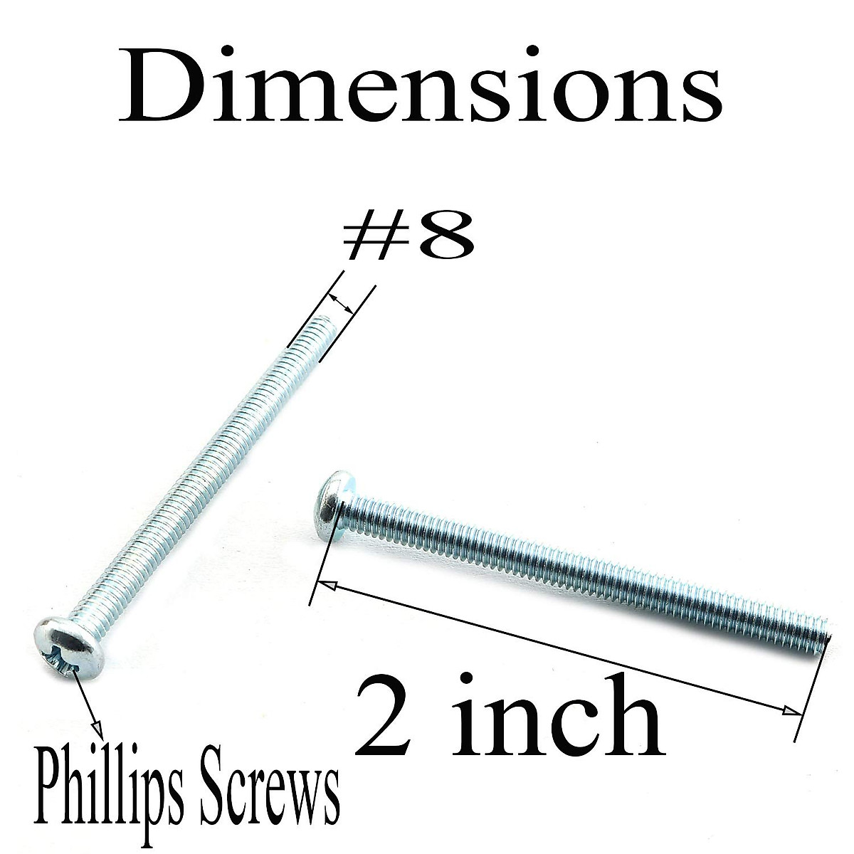 24pcs 8-32 x 2" Machine Screws Metal Mounting Hardware Fitting Fastening Accessories Cross Slotted Round Phillips Head Screw Bolt