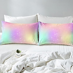 Erosebridal Pink Xmas Bed Sheets Set Full Size for Boys Girls Kids Rainbow Gradient Sheet Set 4 Piece Merry Christmas Fitted Sheet Santa Claus Gifts Flat Sheet Happy New Year Sheets