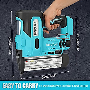 DURATECH 20V Cordless Brad Nailer, 18 Gauge, 2-in-1 Nail/Staple Gun for Upholstery, Carpentry, Including 2.0Ah Rechargeable Battery, 1H Quick Charger, 1000 Staples, 1000 Nails and Carrying Case