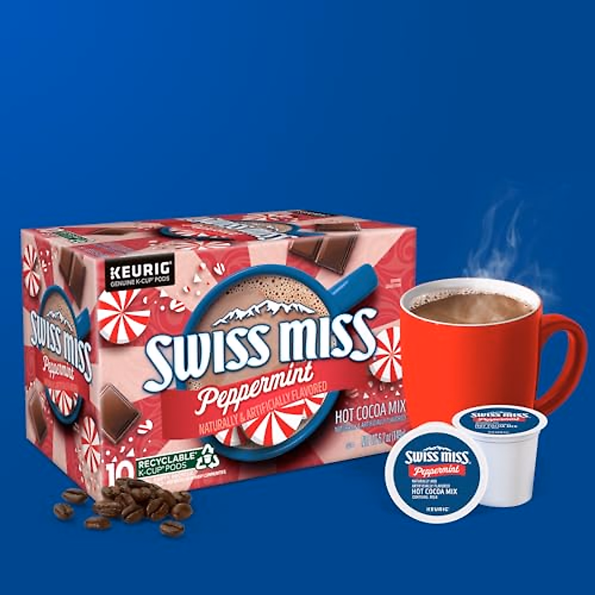 Swiss Miss Peppermint Hot Cocoa, Keurig Single-Serve K-Cup Pods, 10 Count