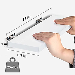 SAUMONIERES Floating Shelves Wall Shelf Solid Wood for Bathroom Bedroom Kitchen Wall Decor Set of 3, White Wall Shelves