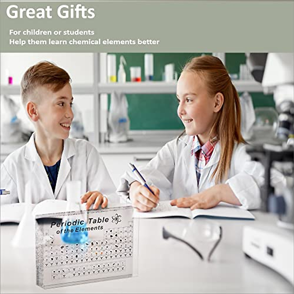 Periodic Table with Real Elements Inside,Rich in Real 83 Chemical Elements,Acrylic Periodic Table,Free Wooden Base,Great Gift for Children and Students,Home School Desk Decor