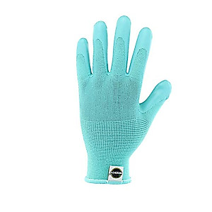 Miracle-Gro MG30607/WML Embossed Latex Gloves – Medium-Large, Women’s Latex Coated Nylon Shell Gloves with Small Floral Texture Palm Grip