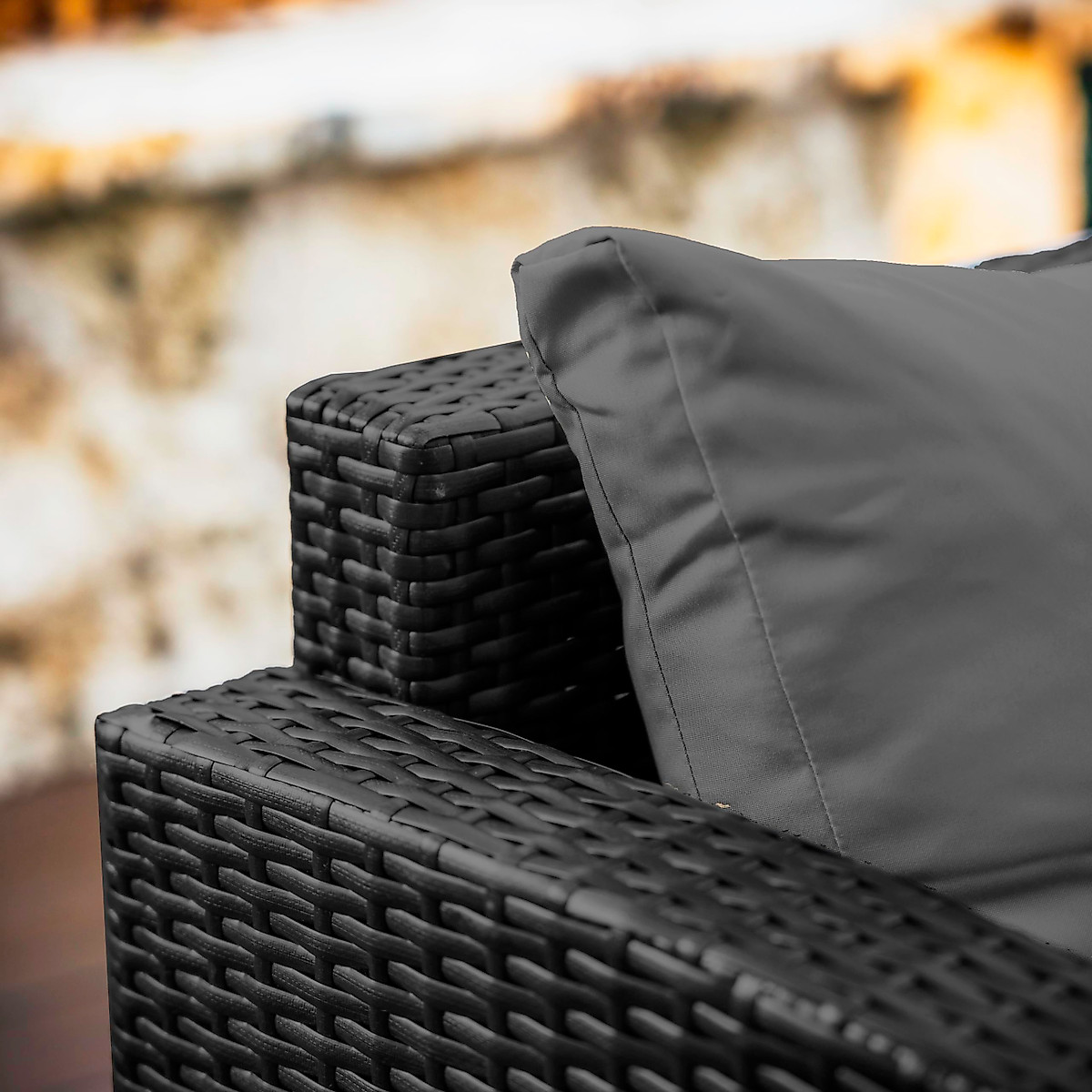 Nestl Outdoor Dining Set - 7 Piece Wicker Patio Set with Outdoor Dining Table, Outdoor Sectional Sofa and 3 Ottomans, Outdoor Patio Furniture, Patio Sectional, Patio Table and Chairs Set (Grey/Grey)