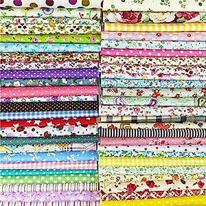 flic-flac 50pcs 10 x 10 inches (25cmx25cm) Cotton Fabric Squares Quilting Sewing Floral Precut Fabric Square Sheets for Craft Patchwork (50pcs 25cm*25cm)