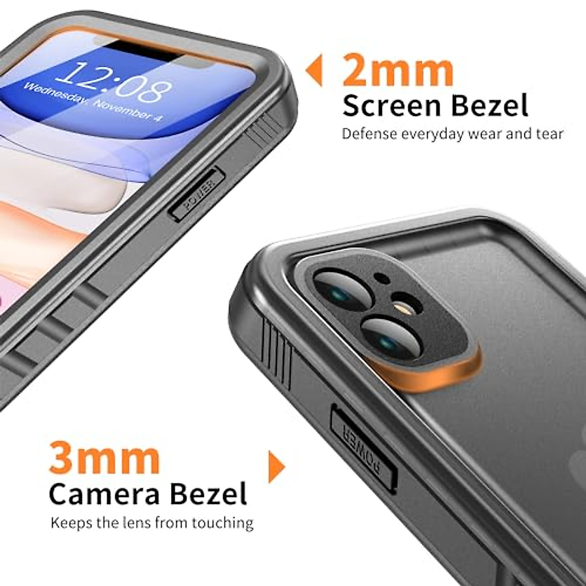 Cozycase Compatible with Waterproof iPhone 11 case, Built-in Screen Protector, Full-Body Rugged Bumper Sealed Case Cover, Shockproof Dustproof Waterproof Case for iPhone 11 6.1 inch (Black)