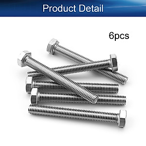 Yinpecly M8x70mm Hex Bolts 304 Stainless Steel Hex Head Bolts Hexagon Screws 6pcs