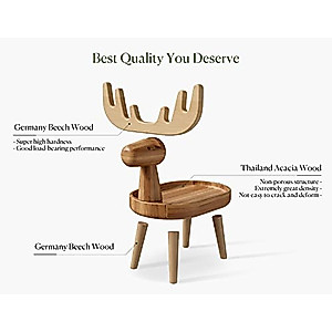 Dofira Deer Wood Key Tray for Entryway Table, Jewelry Holder Organizer, Decorative Catchall Tray with Antler Hanging Rack & Serving Platter, Lucky Gift for Christmas, Birthday, Wedding, Anniversary