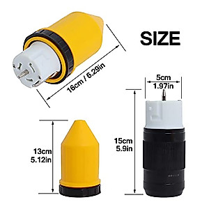 50 AMP Twist Lock Plug Female with Protective Cover, LL550C 50 AMP Generator Connector, CS6364 Generator Cord Cap 125 Volt//250 Volt Generator Plug