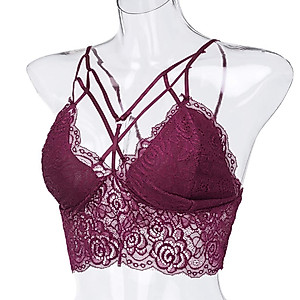 Women Bra,JFLYOU Sale Ladies Plus Size Vest Crop Wireless Bra Lingerie Sexy Lingerie Underwear Camisole(Wine,XX-Large)