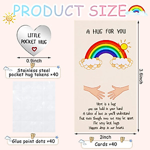 Zonon 40 Sets Little Heart Pocket Hug Token Metal Heart Token Hug Card Greeting Cards Keepsake for Friends Colleagues Family Distance Social Present During Lockdown (Silver)