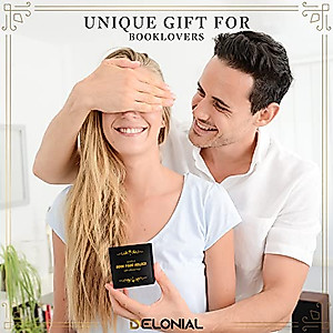 DELONIAL Book Page Holder with 5 Adjustable Rings, Handmade Natural Walnut Thumb Bookmark for Keep Book Open