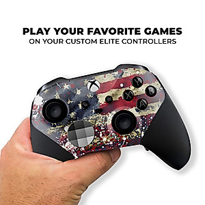 Tattered Flag X-box Elite Controller Series 2 Limited Edition by DreamController. Custom Elite Series 2 Controller for X-box One/Series X/S. with Advanced Hydro-Dip Paint Technology (Not Just a Skin)