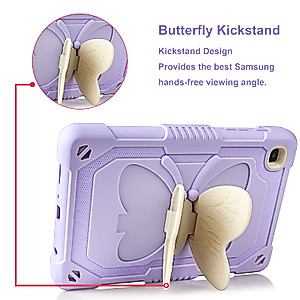 VOFUOE for Samsung Galaxy Tab A7 Lite Case 2021 with Kickstand Butterfly Wings 2 in 1 Heavy Duty Shockproof Protective Tablet Cover Kids Girls for Galaxy Tab A7 Lite 8.3 Inch SM-T220/T225 - Purple