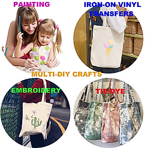 Veyist 2 Pcs Reusable Large Canvas Tote Bags, Blank Multi-purpose Canvas Bags, Suitable for DIY Project, Grocery Bags, Shopping Bags, Book Bags, Gift Bags. Cotton bags. (Size: 15.7''x15.7''x4.7'')