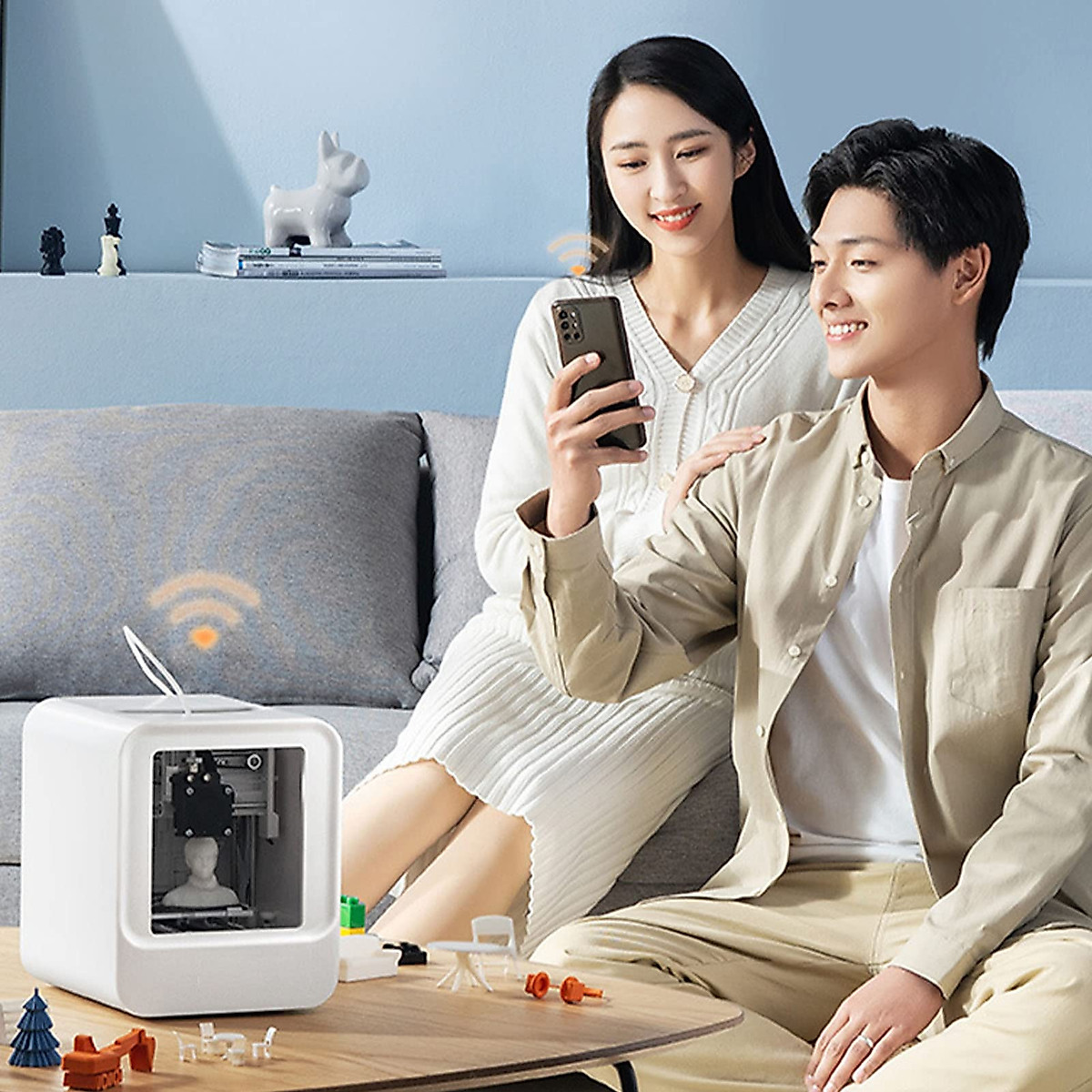 3D Printer, Small 100-240V High White Photo Modeling 3D Printer for Kids (US Plug)