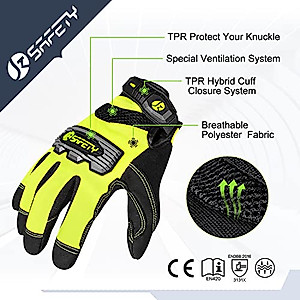 JKSafety High Performance Utility Work Gloves, all Purposes Mechanical Gloves, Guantes de Trabajo, for men and women, safety utility for works (G228-Yellow M)
