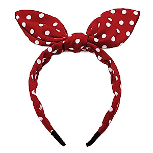 Huachi Bow Headbands for Girls Women Halloween Red Polka Dot Headwrap Cute Turban Hair Hoop Knotted with Bunny Ears Vintage Hair Accessories