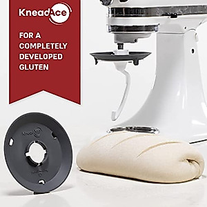 KneadAce Dough Hook Shield For Kitchen Aid - Prevents Your Dough from Climbing Up and Clogging Up Your Mixer – Mess Free Mixer Accessory Compatible With KitchenAid C Shape Dough Hooks (Dark Grey)