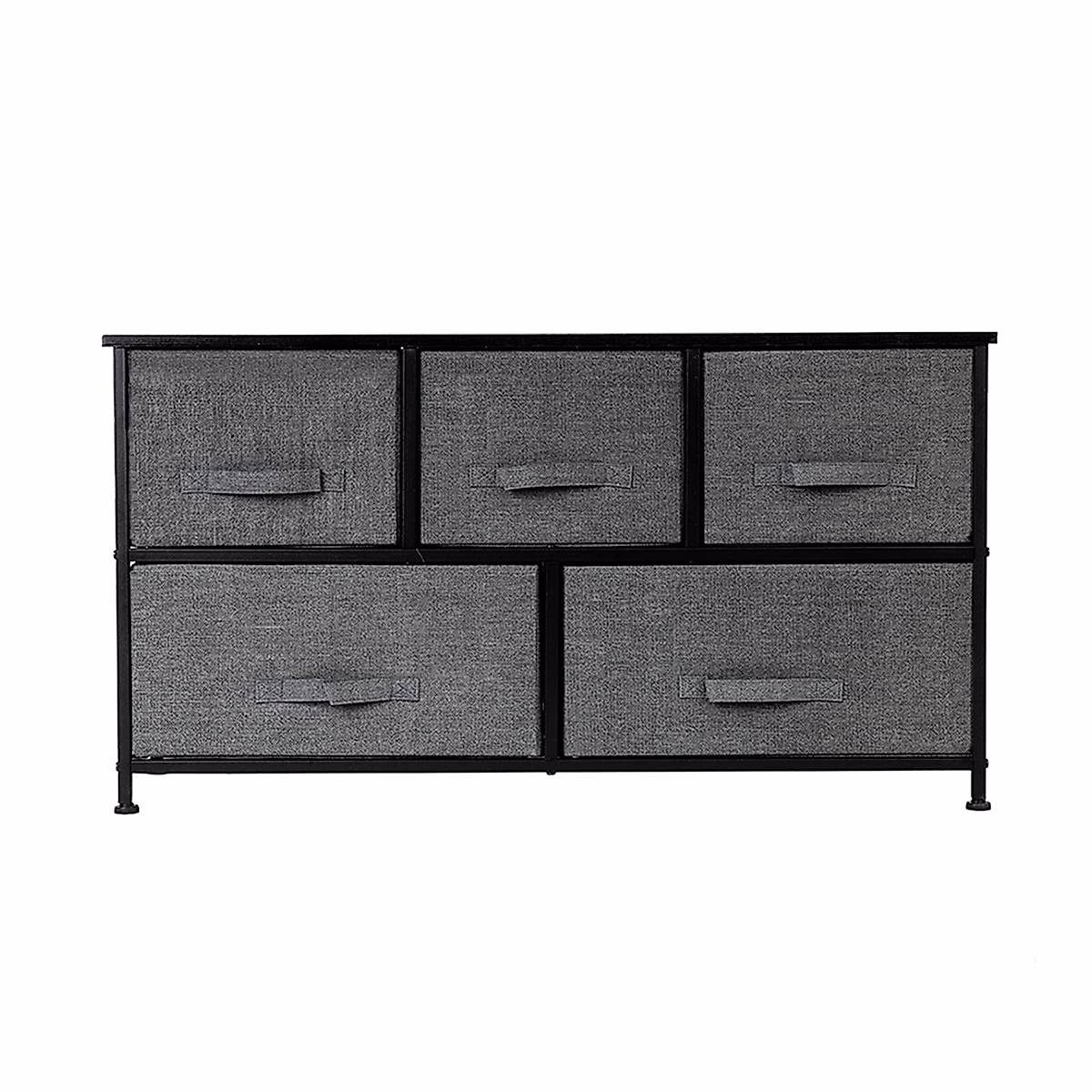 EEBUIHUI Dresser with 5 Drawers, Fabric Storage Tower, Organizer Unit for Bedroom, Living Room, Hallway, Closets & Nursery - Sturdy Steel Frame, Wooden Top (Dark Grey5)