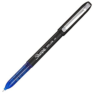 SHARPIE Rollerball Pen, Needle Point (0.5mm) Precision Pen, Blue Ink, 12 Count