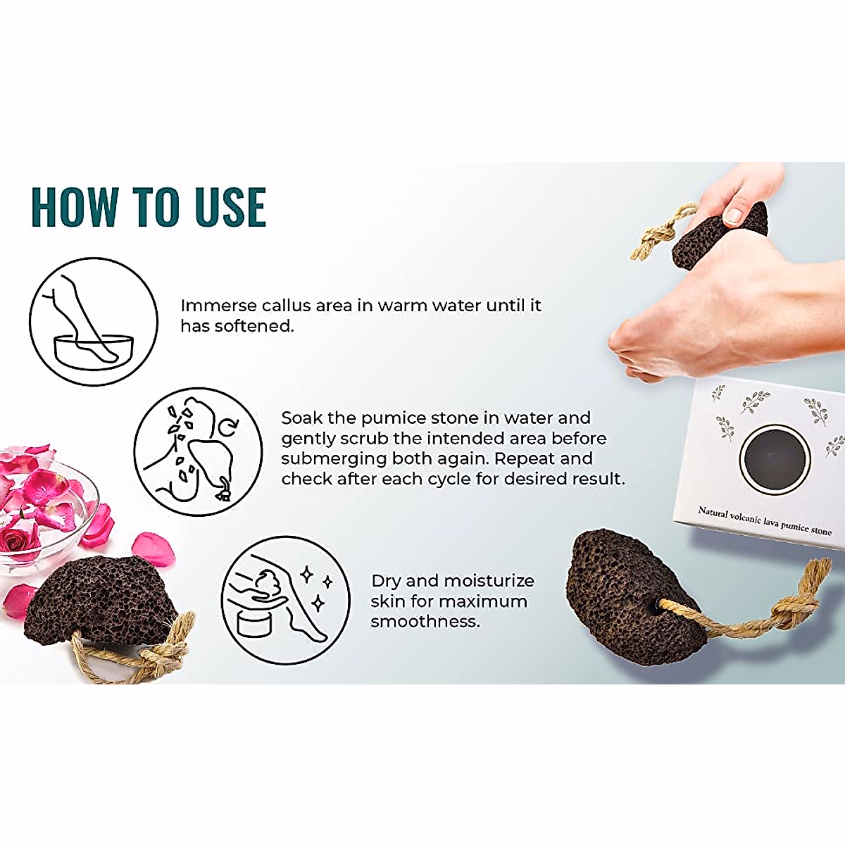 Natural Elephant Natural Volcanic Lava Pumice Stone Callus and Foot Pedicure Rock Scrub Packs (Single Pumice Stone)