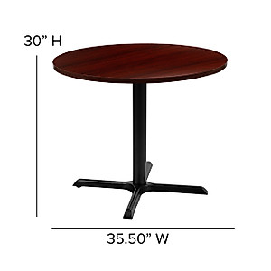 EMMA + OLIVER 36" Round Multi-Purpose Conference Table in Mahogany - Meeting Table for Office