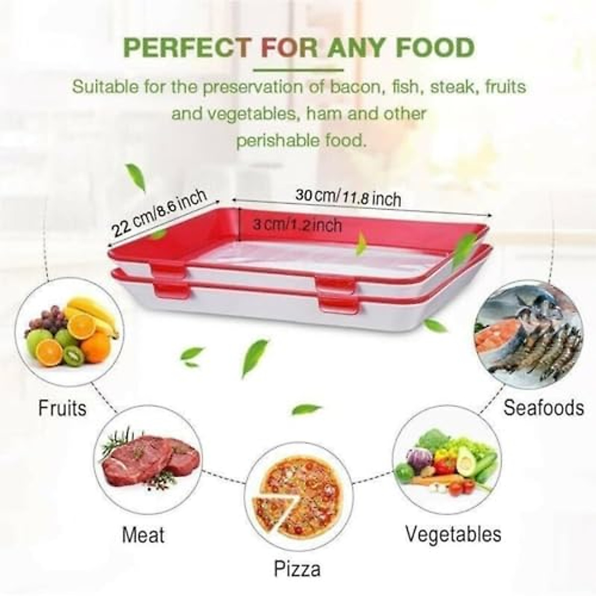 Food Preservation Tray - With Stretch Cover, Food Plastic Preservation Tray, Stacking Food Storage Trays, Stackable Food Tray Reusable Creative Fresh Tray Storage for Food Preservation (6Pcs)