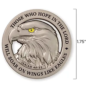 American Bald Eagle Challenge Coin, Bulk Pack of 3 Christian Pocket Tokens, Isaiah 40:31 Bible Study Supplies for Men, Religious Worry & EDC Coins for Police & Military Veterans
