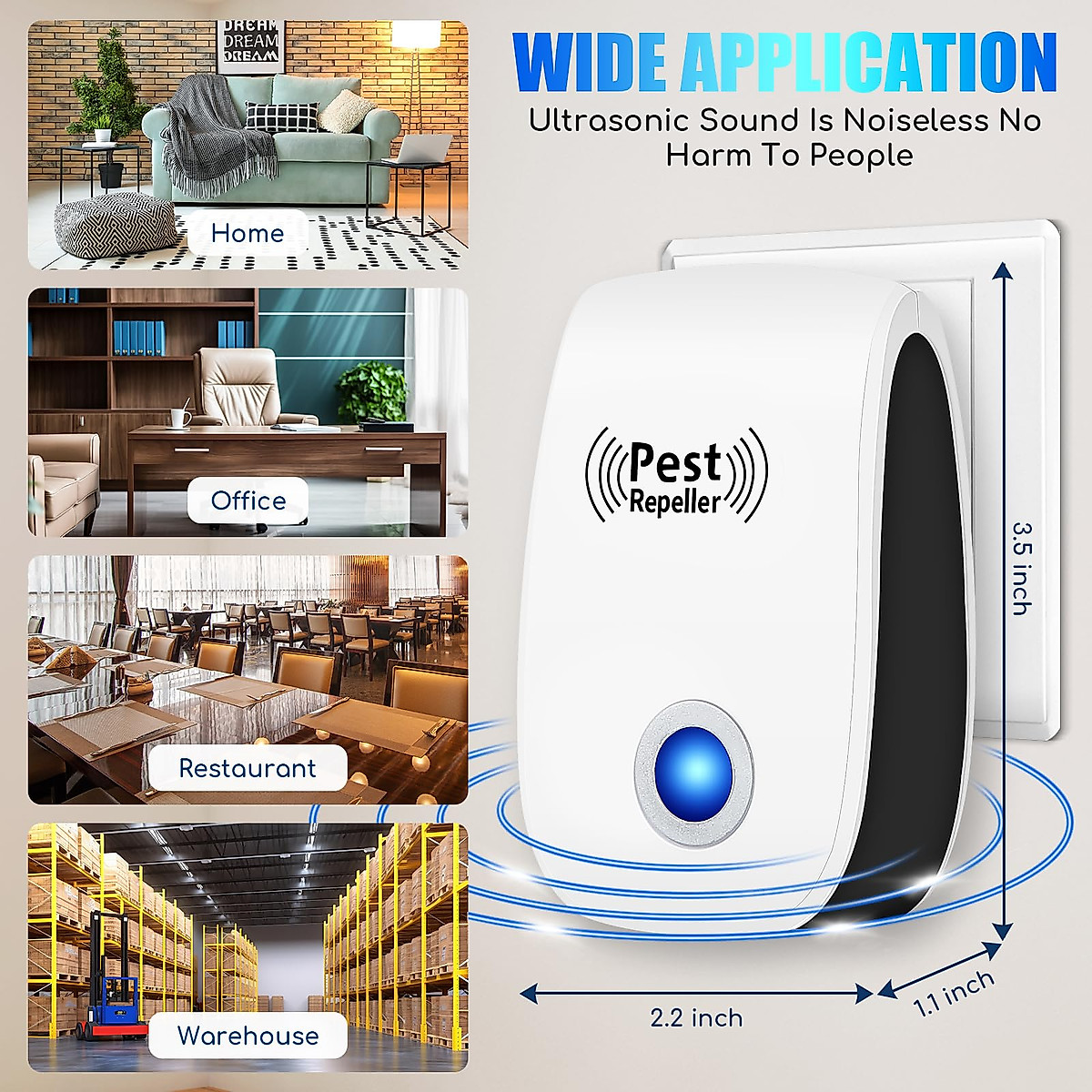 10Pack Upgraded Ultrasonic Pest Repeller Electronic Mouse Repellent Ultrasonic Plug in Rodent Repellent Indoor Sonic Electronic Plug in Pest Controlfor Insect,AntBugs,Mosquito,Rat,Spide,Cockroach