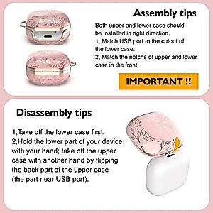 TATOFY Case for Galaxy Buds 2 Pro, Galaxy Buds 2, Galaxy Buds Pro, Galaxy Buds Live, Golden Leaf Golden Flower Hard Case with Carabiner, Support Wireless Charging, LED Visible (Pink & Golden)