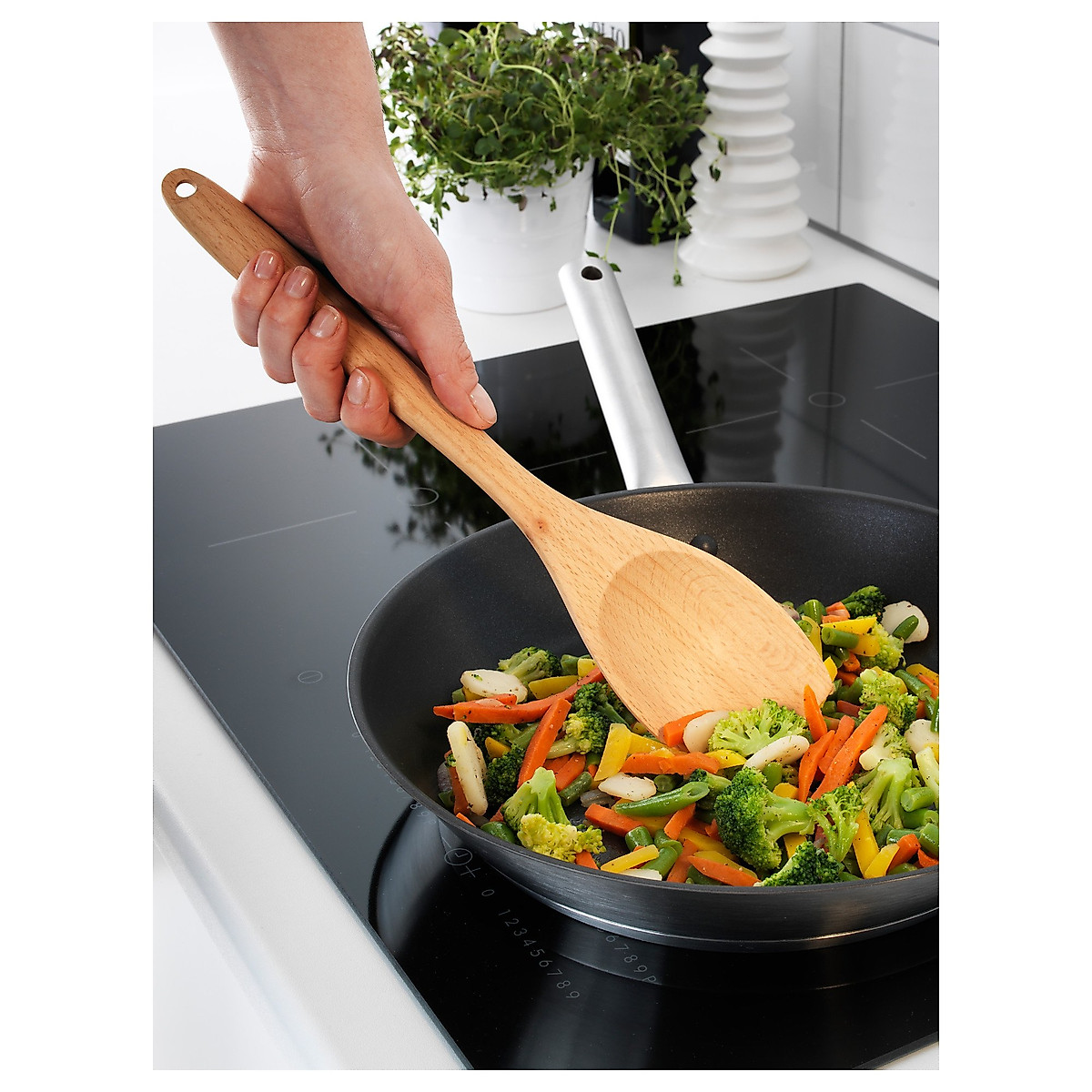 IKEA RÖRT Kitchen Tool Set of 3. Round Spoon, Square Spoon and Fork. Beach Wood