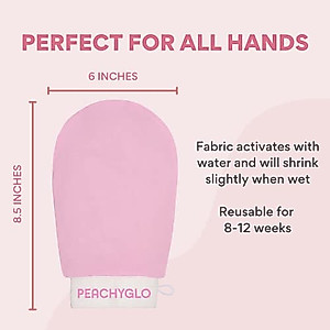 PEACHYGLO Deep Exfoliating Glove for Body 2pc - Shower Scrubbing Mitt for Softer Illuminate Skin, Dead Skin Remover for Women, Silky Smooth Skin