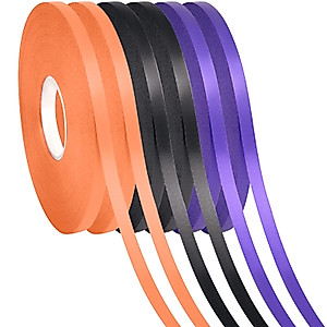 6 Rolls Halloween Ribbon,Colorful Curling Ribbon for Wrapping,Bows,Crafting 01 Black,Purple,Orange 3/16 Inch