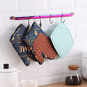 Evanda Rainbow Hooks for Hanging Pack of 30, Heavy Duty Stainless Steel Titainium Plating Metal Mutil Purpose Hanger for Kitchen Pans, Pots, Utensils Tooks, Cups, Mugs, Clothes, Bags, Towels, Plants