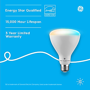 GE CYNC Smart LED Light Bulbs, Tunable White, Bluetooth and Wi-Fi, Works with Alexa and Google, BR30 Indoor Floodlights (2 Pack)