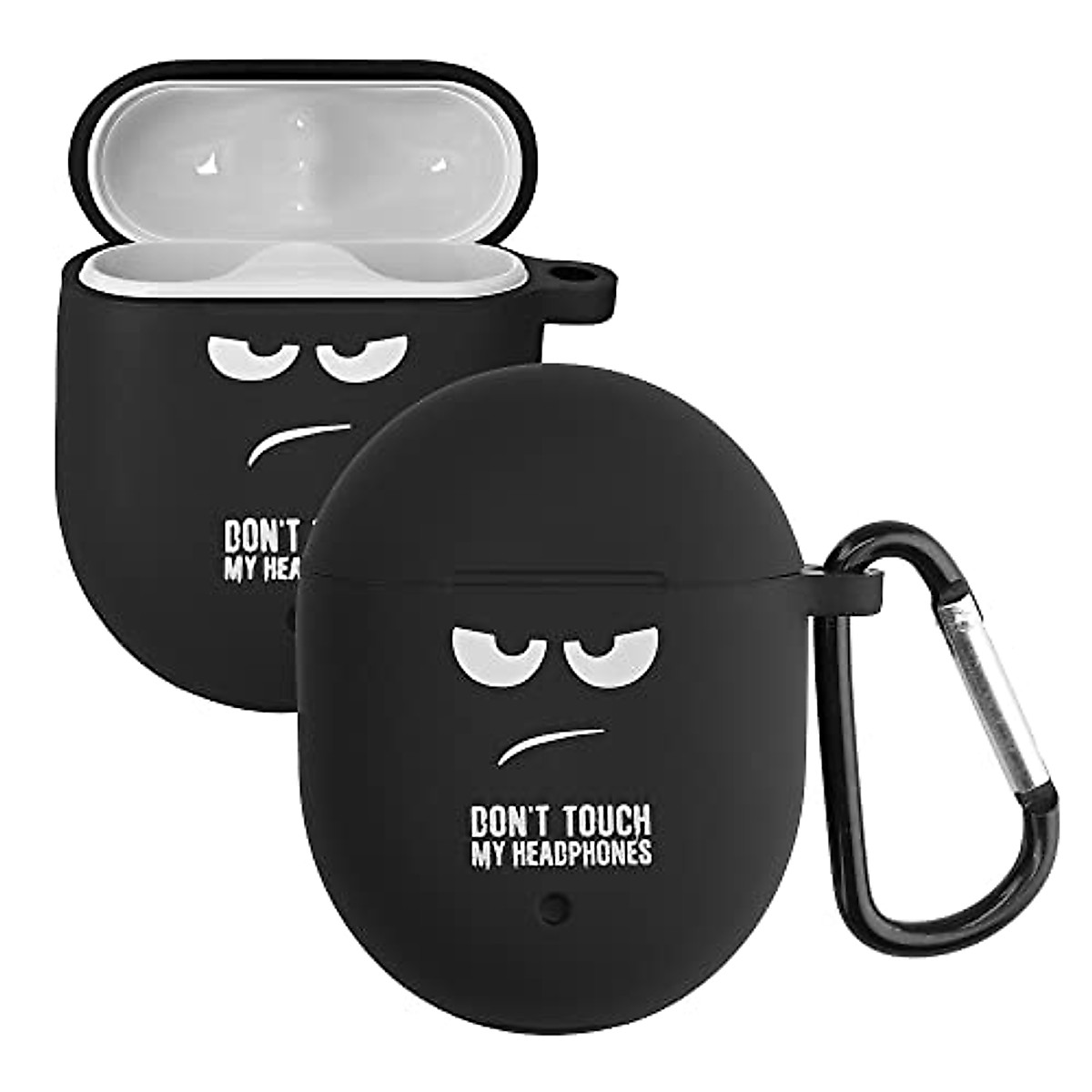 kwmobile Silicone Case Compatible with Google Pixel Buds 2 (2020) - Case Soft Cover - Don't Touch My Headphones White/Black/Black