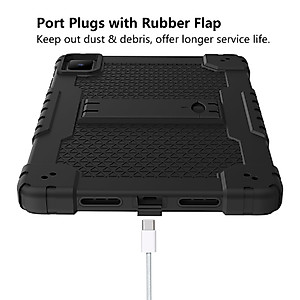 Mignova for TCL Tab Pro 5G Tablet Case Built in Rotating Kickstand/Shoulder Strap Hand Strap Hybrid Shockproof Armor Kids Friendly Case for Nokia T20/T21/Vastking KingPad M10 10.36 inch(Black+Black)
