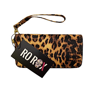 Ro Rox Women's Leopard Print PVC Wallet with Wrist Strap