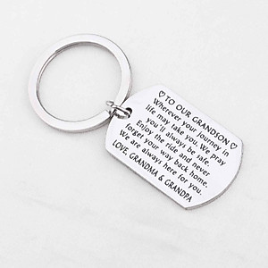to Our Grandson Keychain Grandson Gifts from Grandparents Grandson Graduation Gifts Birthday Gifts Enjoy the Ride and Never Forget Your Way Back Home