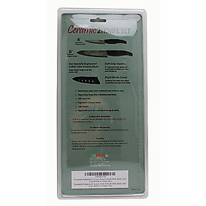 EcoJeannie CKS001 2-Piece Set: Premium Coffee Color Ceramic Knives - 6 Inch Chef's Knife & 4 Inch Paring Knife with Protective Covers