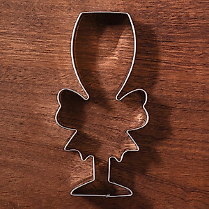 LILIAO Champagne Glass with Ribbon Cookie Cutter for Wedding/Engagement - 2.4 x 4.5 inches - Stainless Steel