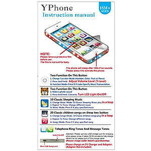 1 Pc Phone Kids Learning Toy Play Cell Phone with USB Recharable