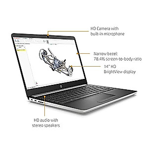HP 14" HD Intel N4000 2.6GHz 4GB RAM 64GB eMMC Webcam Windows 10 Laptop + 1 Year Microsoft Office, Silver, 14-14.99 inches (7MP91UA)