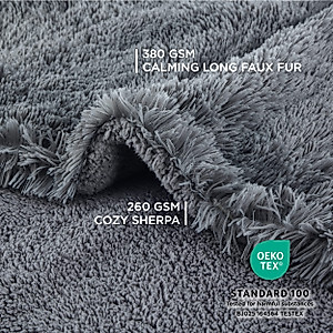 Bedsure Waterproof Dog Blankets for Large Dogs - Calming Cat Blanket for Couch Protector Washable, Long Faux Fur Pet Throw Blanket for Puppy, Reversible Furniture Protection, 40"x50", Grey