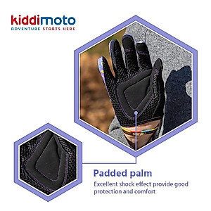 Kiddimoto Kids Cycling Gloves| Anti-Slip Kids Bike Gloves for Boys and Girls| Full Finger Kids Mountain Bike Gloves for BMX, MTB Riding, Gymnastics, Scooters, Skateboard, Rollerblade.