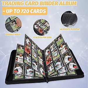 Foalgo Trading Card Binder, Card Collection Binder Album Folder with 720 Side Loading Pockets, 9 Pocket Trading Card Album Folder for TGC,MTG, Baseball Cards, Yugioh