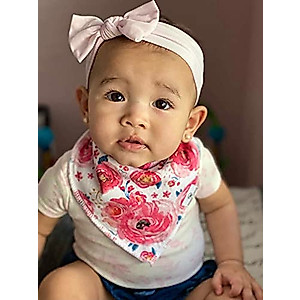 Diaper Squad 100% Organic Cotton Floral 10-Pack Baby Girl Drool Bandana Bibs Pink for Girls